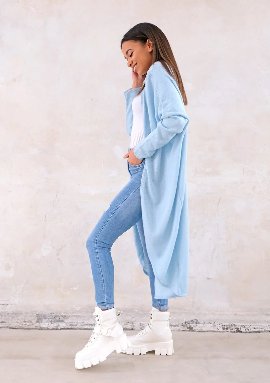 Long lightweight cardigan in light blue - Mosquito