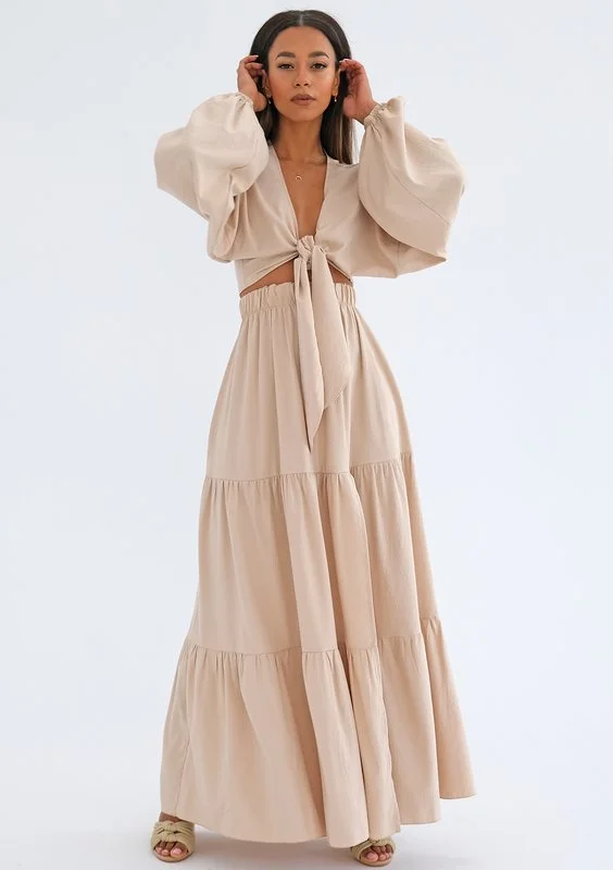 Rosy - Khaki boho maxi skirt - Mosquito