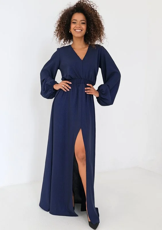 Lola - Shiny navy blue dress - Mosquito