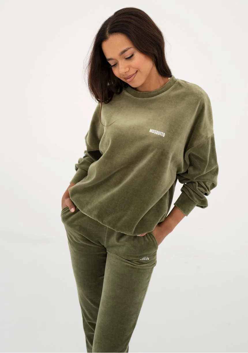 Pure - Olive green velvet oversize sweatpants - Mosquito