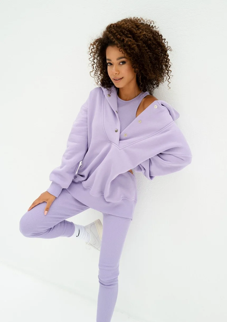 Raven - Fioletowa bluza oversize z miękkiej dzianiny - Mosquito