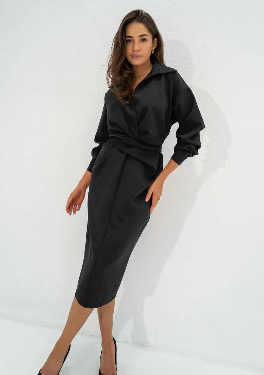 Eloise - Elegancka sukienka midi Czarna - Mosquito